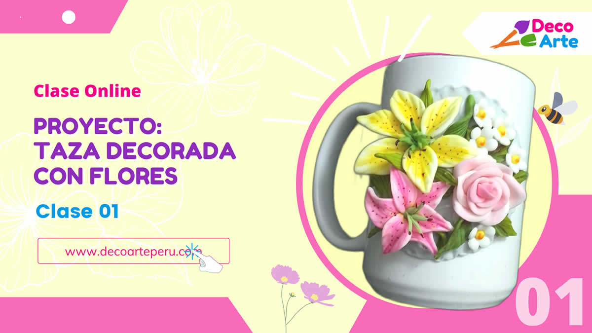 Decora una taza con flores de porcelana fría - Clase 01 | DecoArte ...